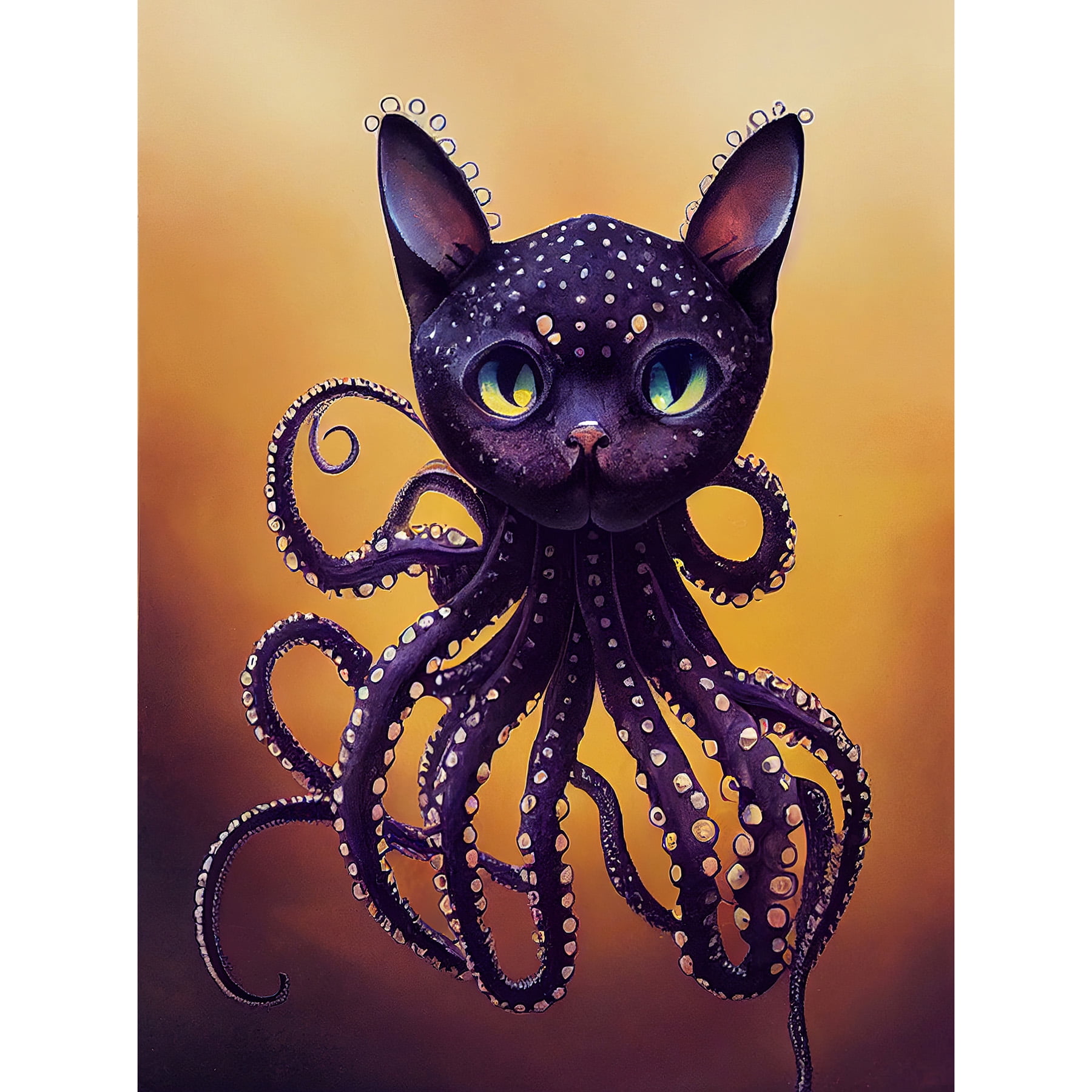 Octopussy Surreal Cat Octopus Hybrid Purple Unframed Wall Art Print ...
