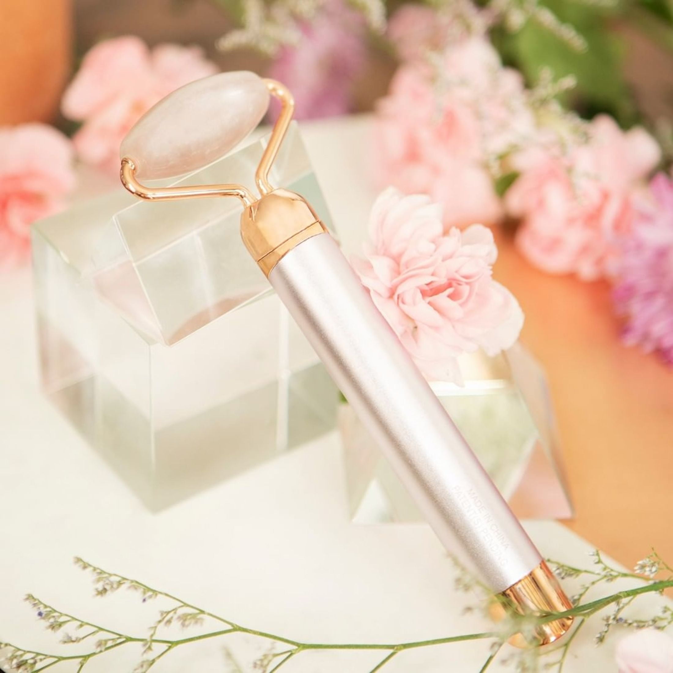 Finishing Touch Flawless Contour Vibrating Facial Roller Massager Rose Quartz Walmart