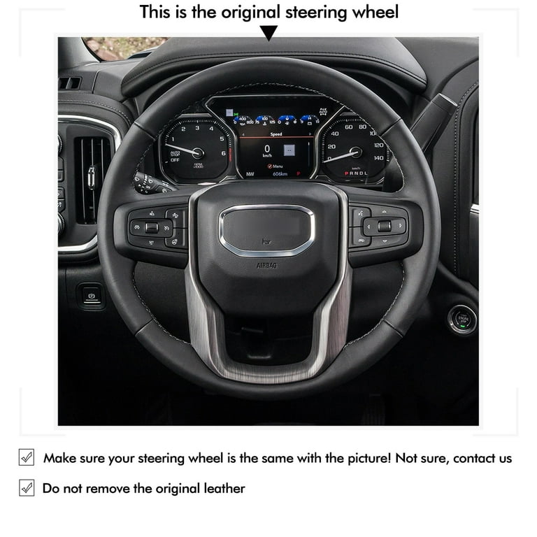 Mewant Car Steering Wheel Cover for GMC Sierra 1500 2019 2023 2500 3500 2020 2024 Yukon XL Black
