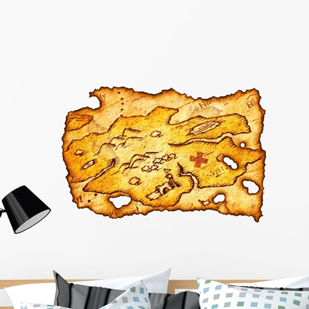 Burnt Treasure Map Wall Mural by Wallmonkeys Peel and Stick Graphic (36 ...