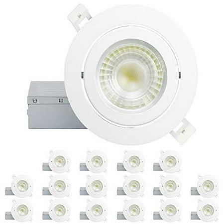 Pack of 16- QPLUS 6 Inch Gimbal Recessed LED Pot Lights, 13 Watts ...
