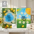 summer kitchen towels A painting of lemons and daisies with the words ...