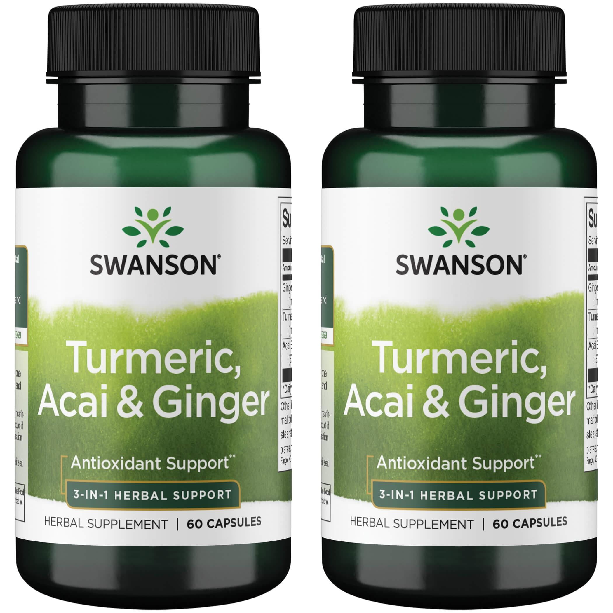 Swanson Turmeric, Acai & Ginger 60 Caps 2 Pack - Walmart.com