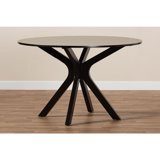 Baxton Studio Kenji 48-Inch Round Wooden Dining Table in Dark Brown ...