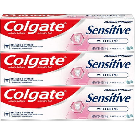 Colgate Sensitive Maximum Strength Whitening Toothpaste - 6 ounce (3 ...
