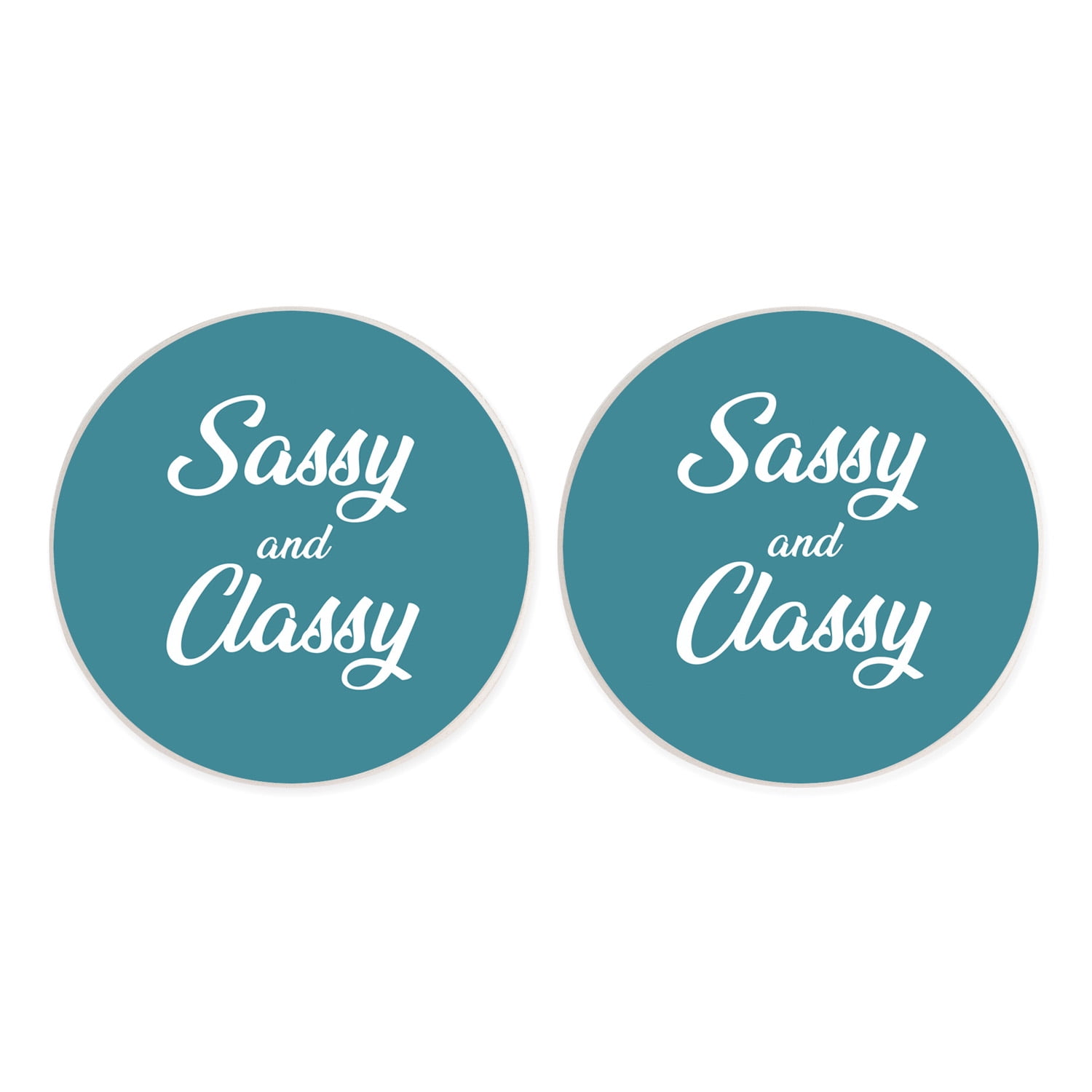 Sassy and Classy Turquoise Blue 2.75 x 2.75 Ceramic Car Coasters Pack ...
