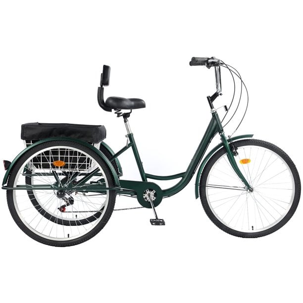 Adult Tricycle 24 inch, 7-Speed Three Wheel Bicycles for Adult with ...