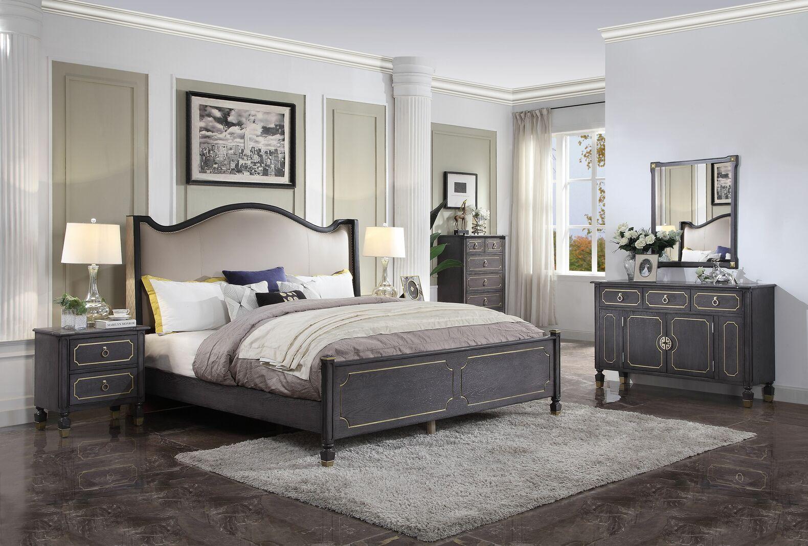 Classic Tan & Tobacco Queen 6pcs Bedroom Set by Acme House Marchese ...