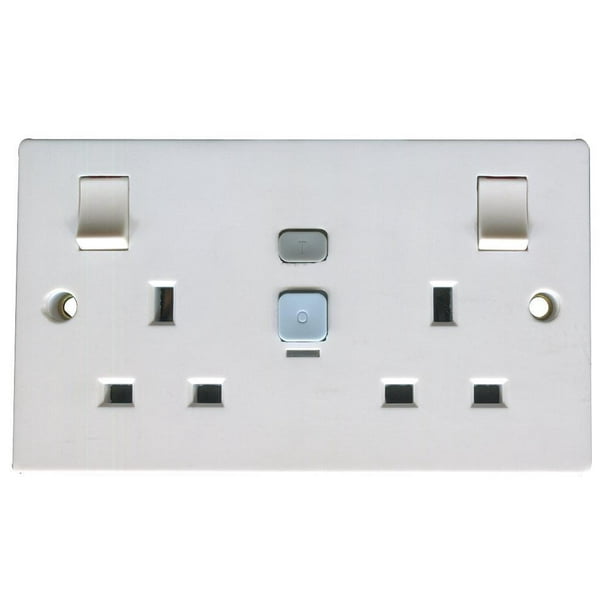 PRO ELEC - 13A 2-Gang RCD Switched Mains Socket, 30mA,