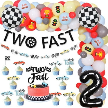 Two Fast Birthday Centerpieces - Vintage Race Car Birthday Decorations ...