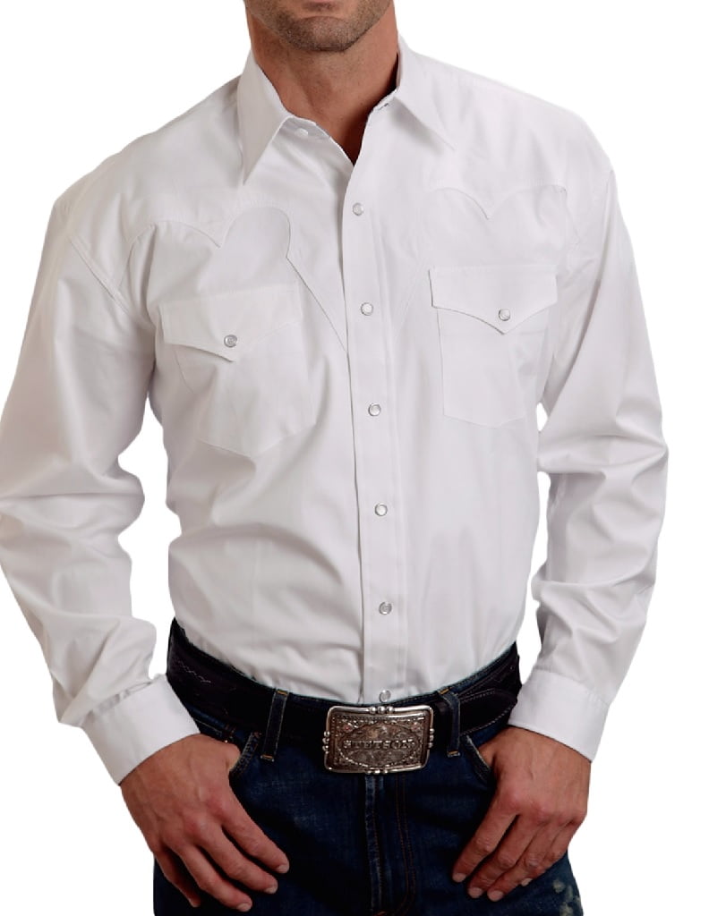 Stetson Western Shirt Mens Snap Solid L/S White 11-001-0465-9354 WH ...