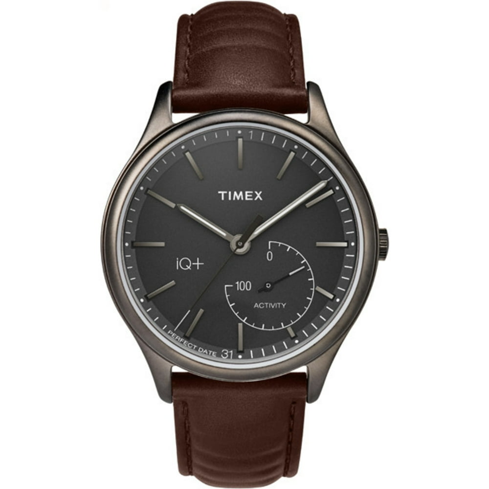 Timex - Smart Men's TW2P94800 IQ+ Move Activity Tracker Brown Leather ...