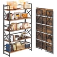 5 Tiers No Assembly Book Shelves 51.2" H Folding Bookshelf Bookcase ...