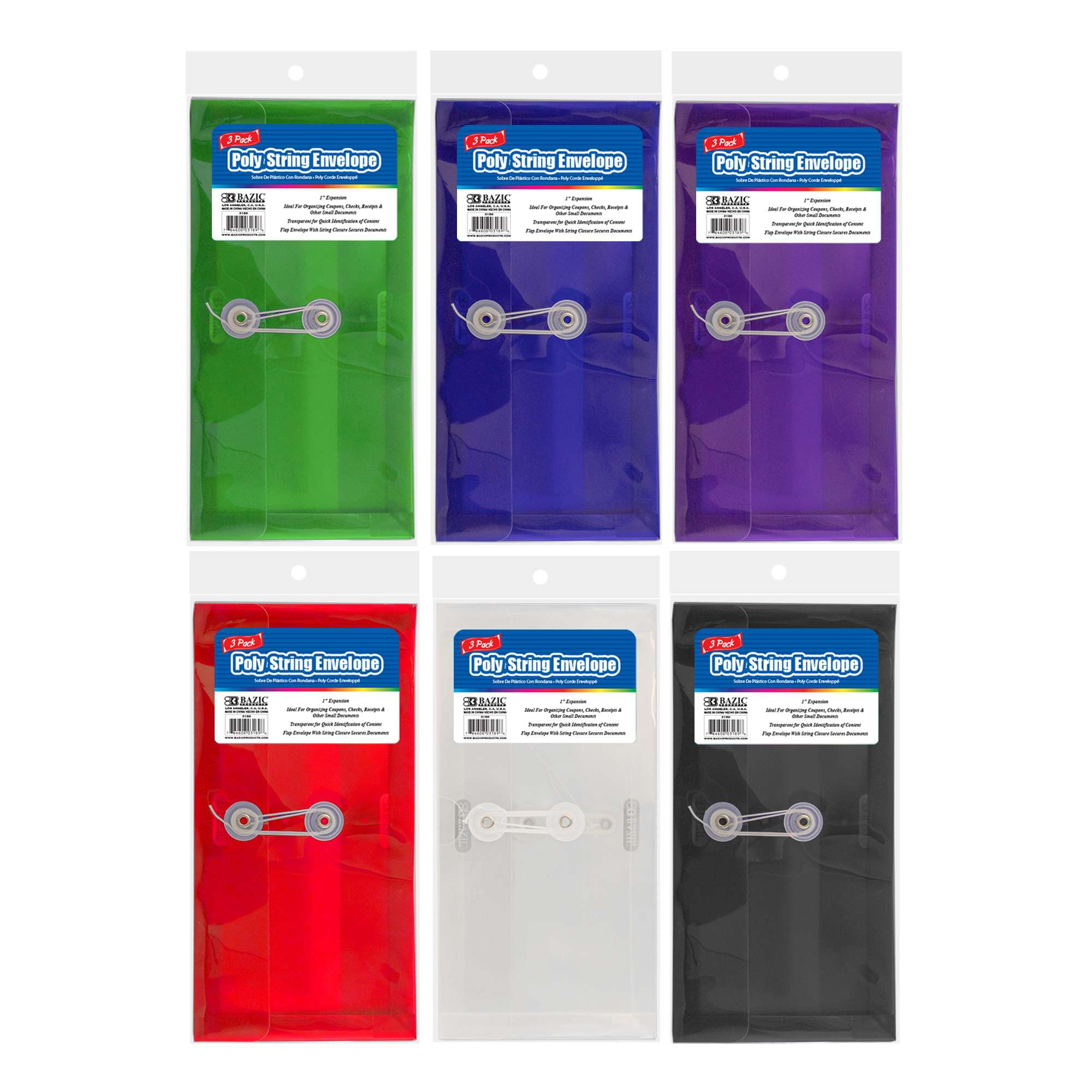 BAZIC Plastic Envelope Poly Envelopes, Coupon Size Folder, 18 Counts ...