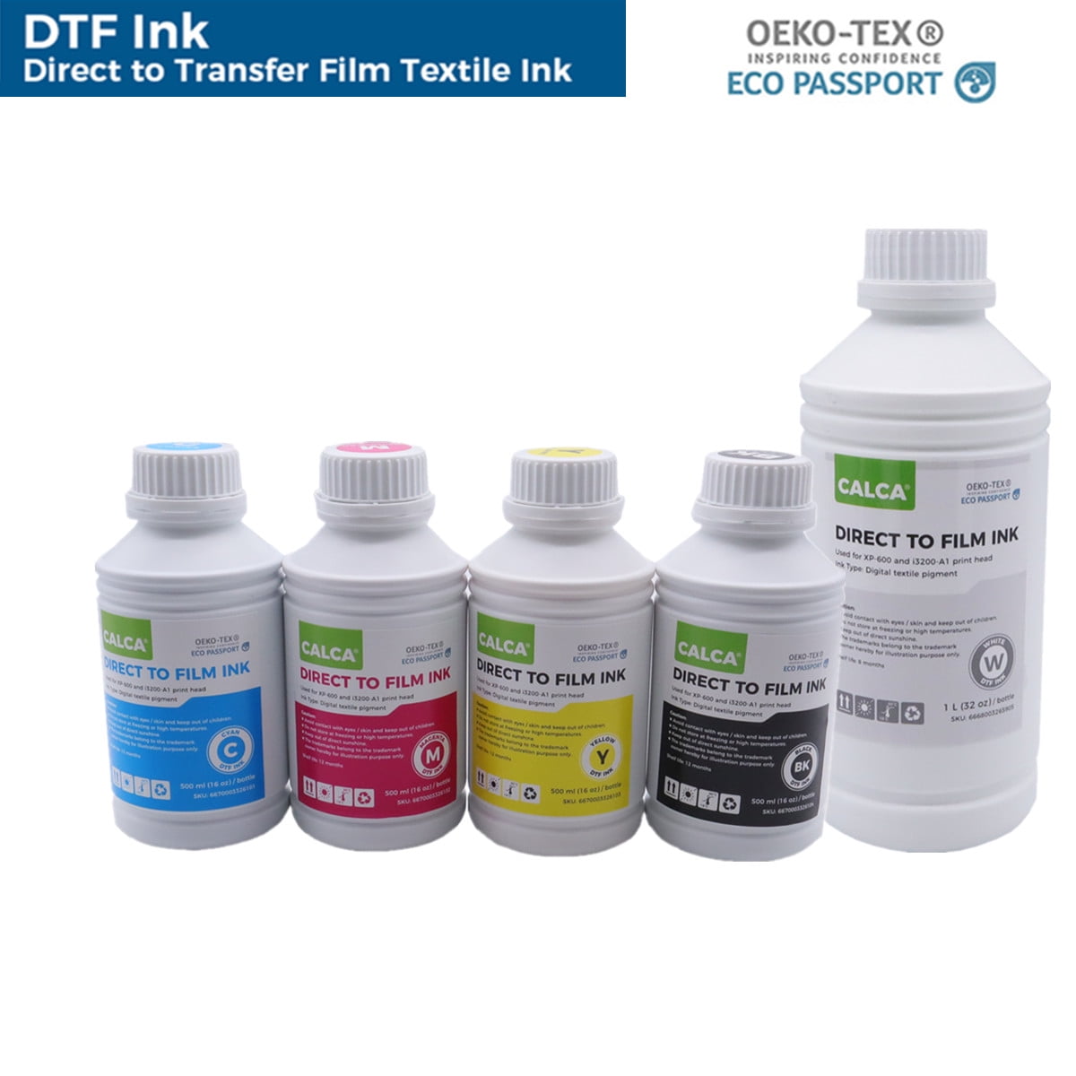 500ml CMYK+1L White Direct to Transfer Film Ink for Epson Printheads ...