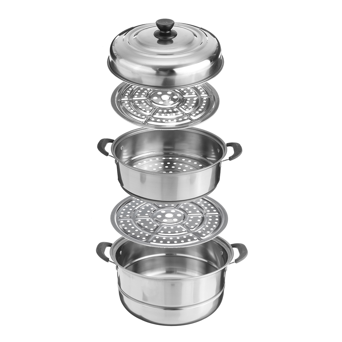 3 Tier Stainless Steel Steam Cooker Steamer Pan Cook Food Veg Pot Set ...