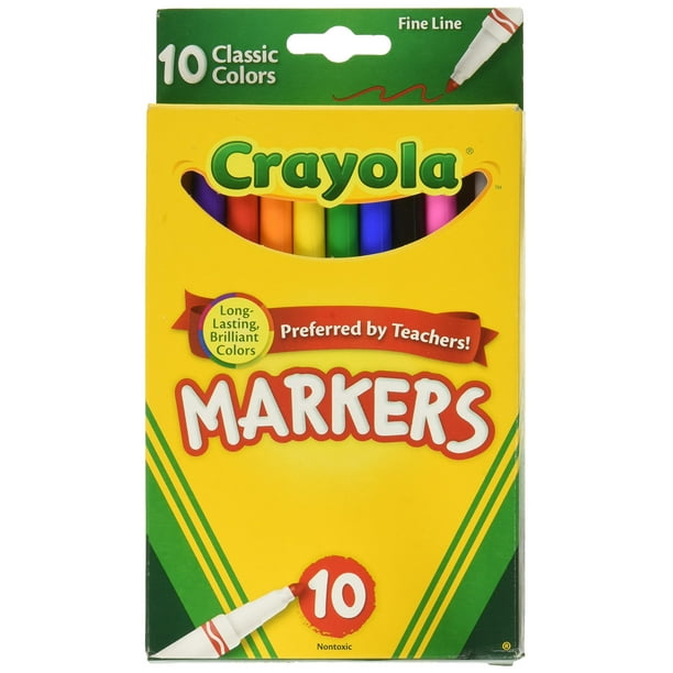 Crayola Classic Fine Line Markers Assorted Colors 10 Count - Walmart ...