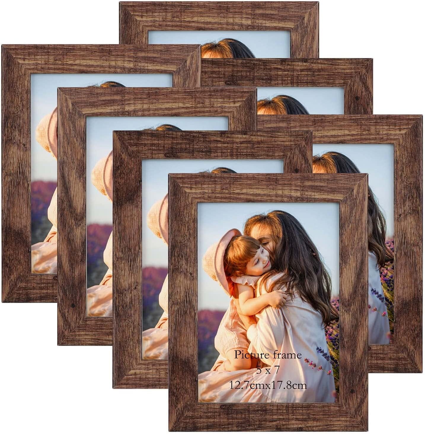 RLAVBL 5x7 Picture Frame Set of 7, Rustic Frames Display 5 by 7 inch ...