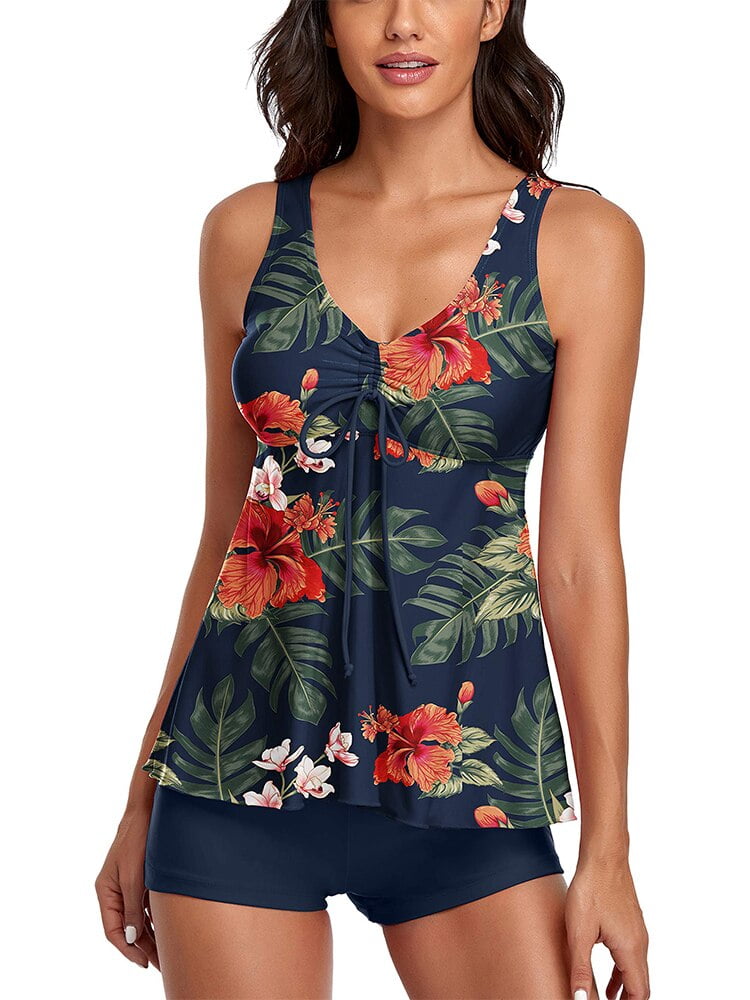 UVN Two Piece Set Swimsuits for Women Tankini Bathing Suits Floral ...