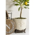 The Gerson Companies Cream Stoneware Planter On Metal Acanthus Leaf ...