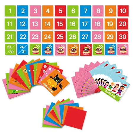 Blue Monthly Calendar Chart Nylon Learning Calendar Pocket Scratch ...