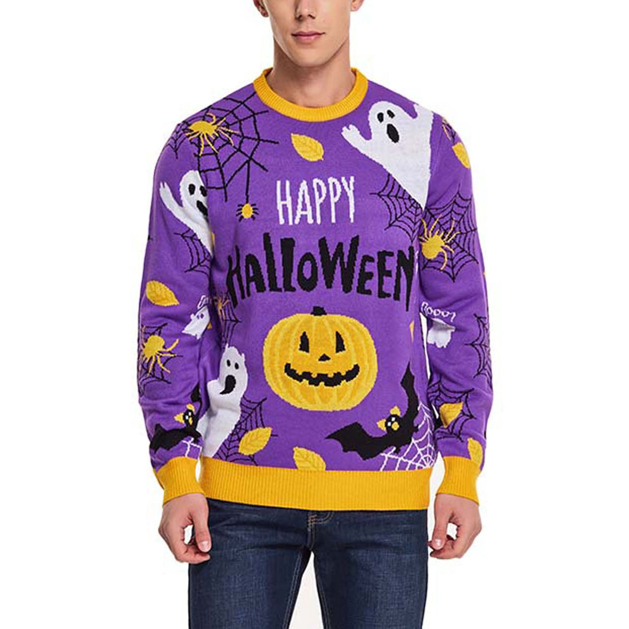 Click here for Kmbangi Mens Halloween Knitted Sweater Pumpkin Pri... prices
