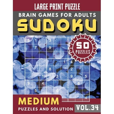 Sudoku Puzzle Book For Adults: 100 Large Print Medium Puzzles to ...