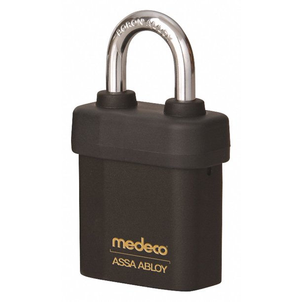 Medeco Keyed Padlock, 5/16 in,Square,Black 5451500-T-26-DL-S - Walmart.com