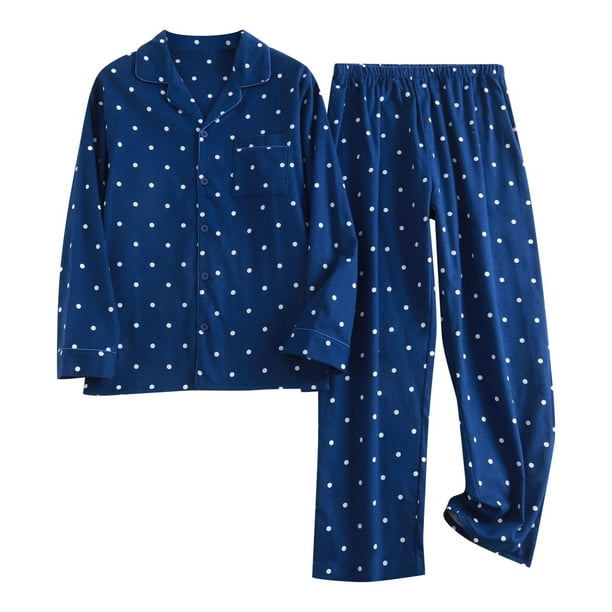 TSADFHJI Men Pajamas Set Cotton Winter Men's Pajama Set Comfortable ...
