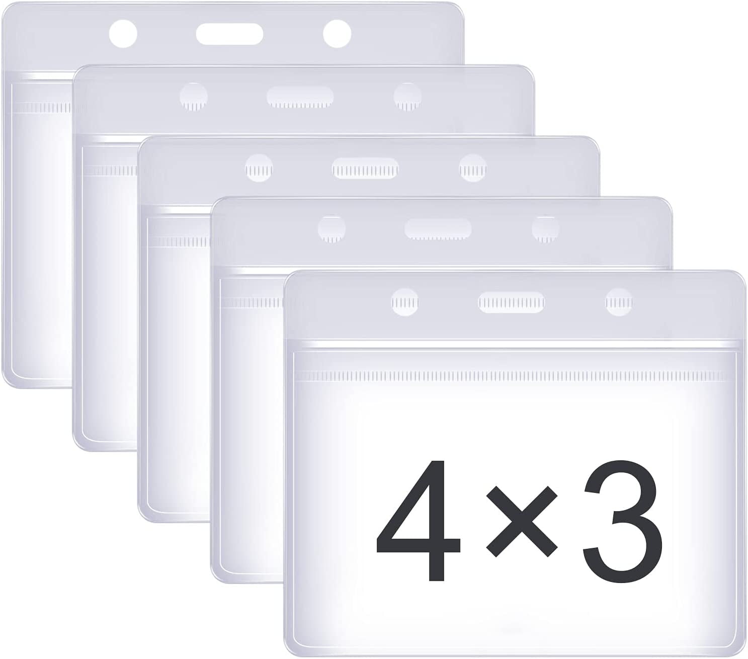 4 X 3 Inches Badge Holders, Clear Plastic Horizontal Name Tag Badge ID ...
