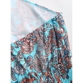 Blue Vintage Paisley Print Halter Neck Waist-Cinched Peplum Mini Dress ...