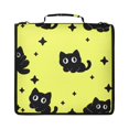 Black Cat Yellow Pattern 3 Ring Binder Bag Zipper Binder Organizer with ...