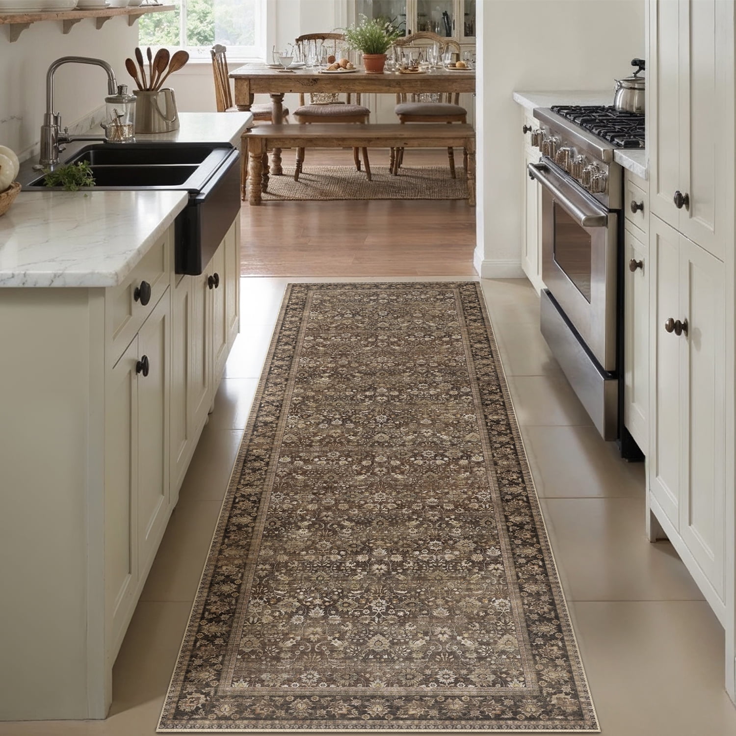 BERTHMEER 2'x6' Washable Brown Runner Rugs for Hallway Bathroom Bedroom ...