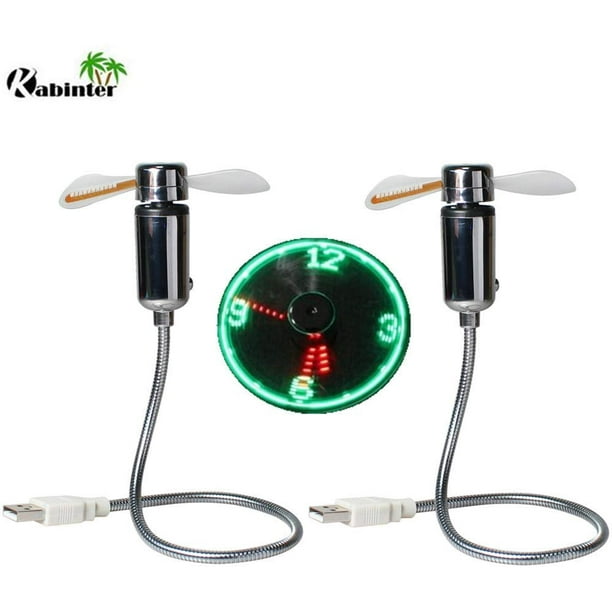 Mini USB LED Clock Fan with Real Time Display, USB Powered Flashing ...
