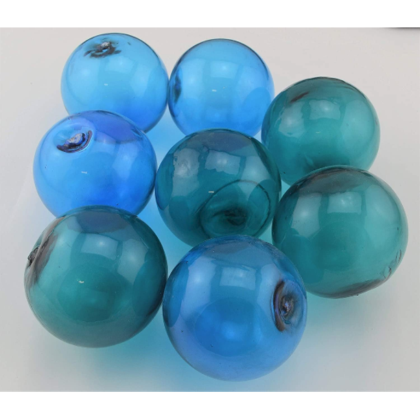 8 Pieces Turquoise and Light Blue Decorative Reproduction Blown Glass ...
