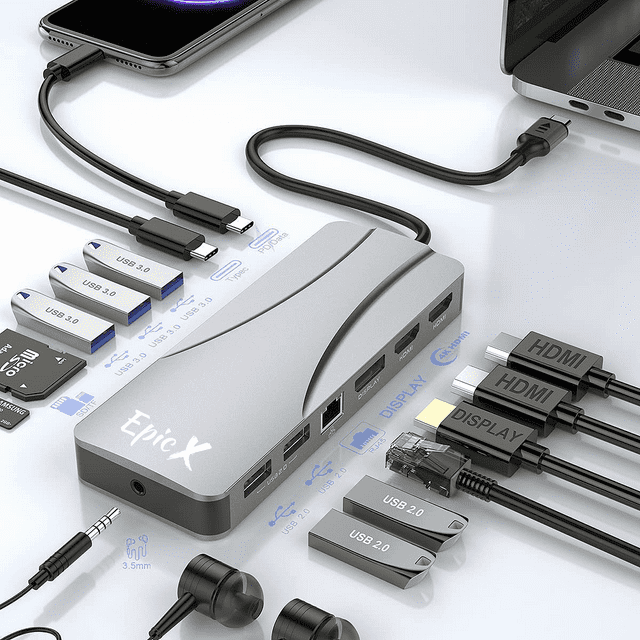 USB C Hub - 14 in 1 Laptop Docking Station - Multipurpose Docking ...