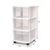 Homz® Plastic Storage Rolling Cart with Three Clear Drawers and Casters ...