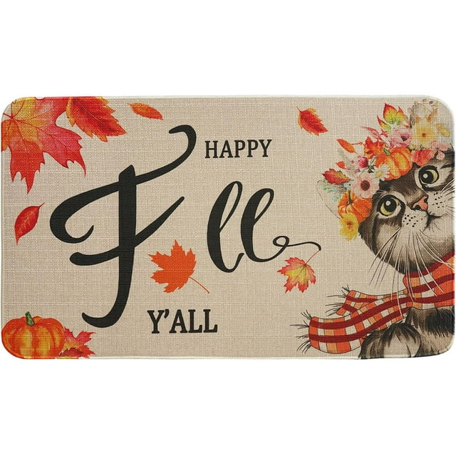 Happy Fall Yall Cat Doormat, Fall Door Mat Outdoor Entrance, Fall ...