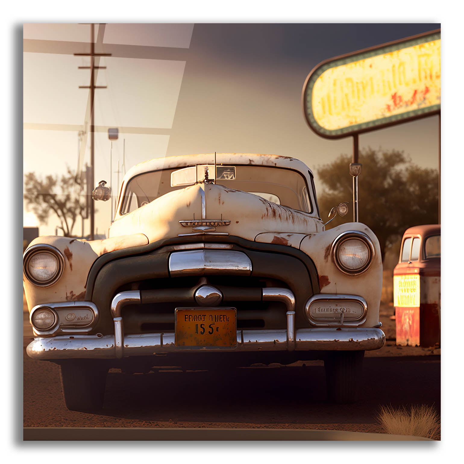 Epic Art 'Route 66 4' by Ray Heere, Acrylic Glass Wall Art, 12"x12 ...