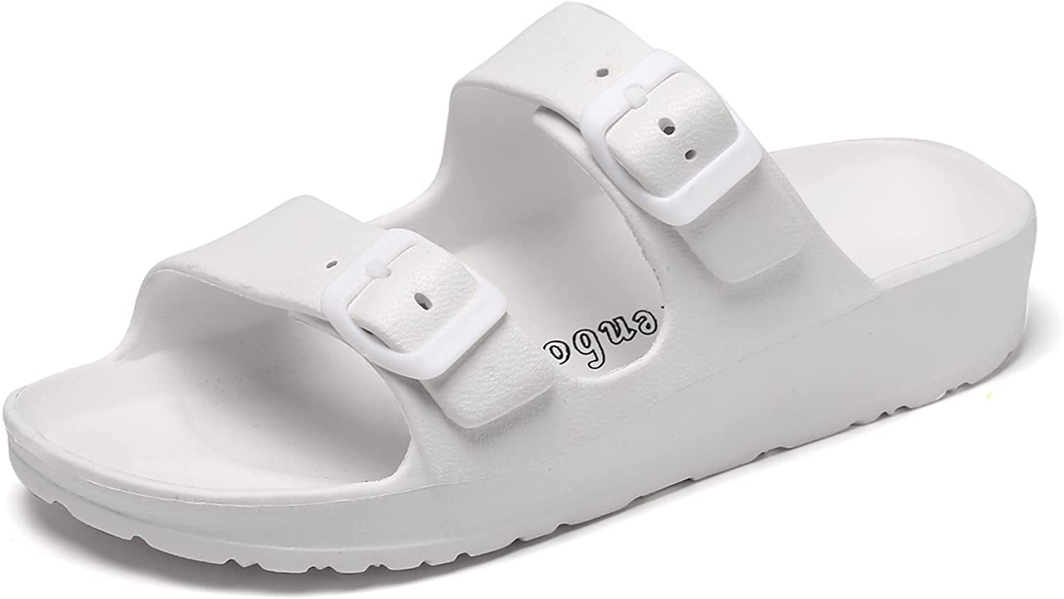 Men's Women's EVA Flat Sandals Adjustable Double Buckle Rubber Slide ...