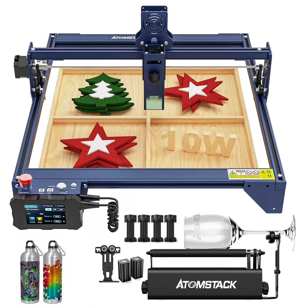 Máquina de grabado láser ATOMSTACK A10 Pro 50W y rodillo R3 Pro (juego ...