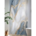 Abstract Marble Sheer Curtains 96 Inch Long 1 Panel Navy Blue Gold ...