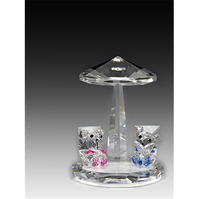 Asfour Crystal 638-1 3. 5 L x 3. 7 H inch Crystal Bears Under Umbrella ...