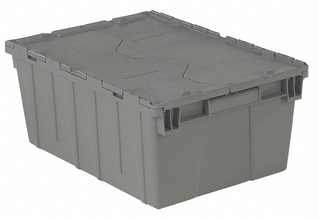 Orbis Attached Lid Container,Gray,Solid,HDPE FP143 GRAY - Walmart.com
