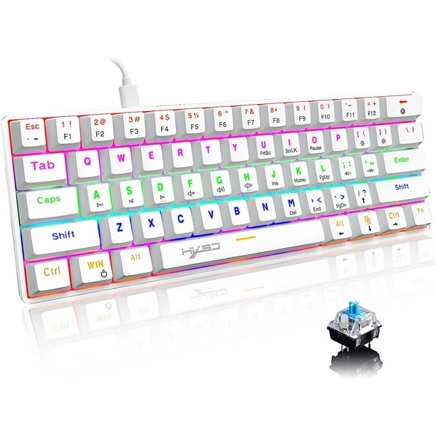 HXSJ V900 60% True Mechanical Gaming Keyboard 61 Keys for PC,Laptop ...