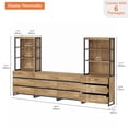 Modern 72" Tall 3 Tier Bookshelf, Bookcase with 12 Drawers & Black ...