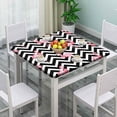 Square Stretchable Elastic Edge Tablecloth, Retro Flamingo Chevron ...