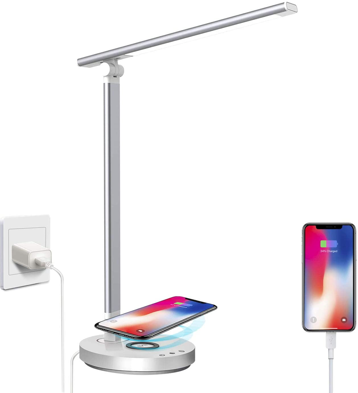 Geeetech LED Desk Lamp with Wireless Charger,Foldable Table Lamp for ...