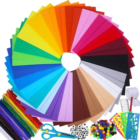 48 Sheets Bright Foam Sheets 24 Assorted Rainbow Colors Craft Foam ...