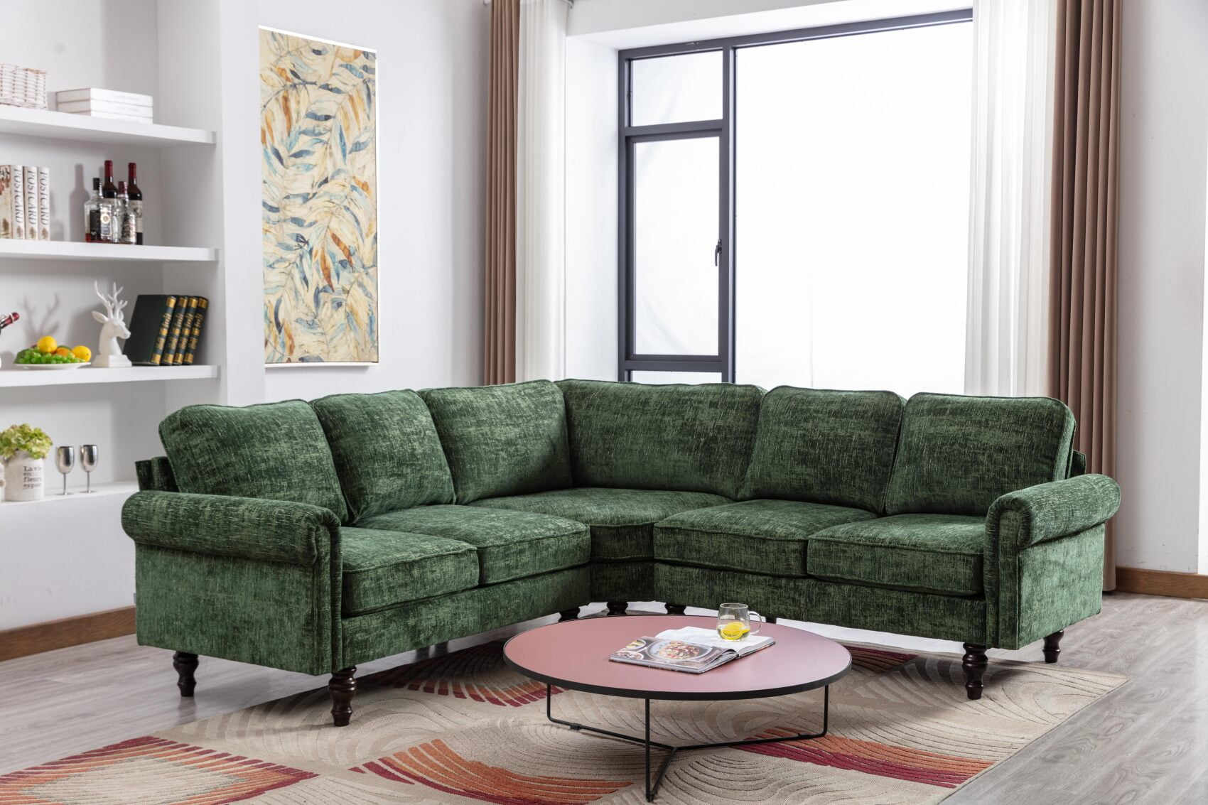 L Shaped Small Sectional Sofa, Upholstered Accent Sofa with Padded Back ...